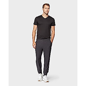 32 DEGREES Mens 4 Pack Cool V-Neck T-Shirt | Anti-Odor | Quick Drying | 4-Way Stretch, Black, X-Large