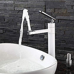 PDOLIGBDN Kitchen Taps Kitchen Tap Faucet White Spray Painting Bath Sink Faucet Bathroom Cold and Hot Faucet Crane with 360 Rotating Aerator