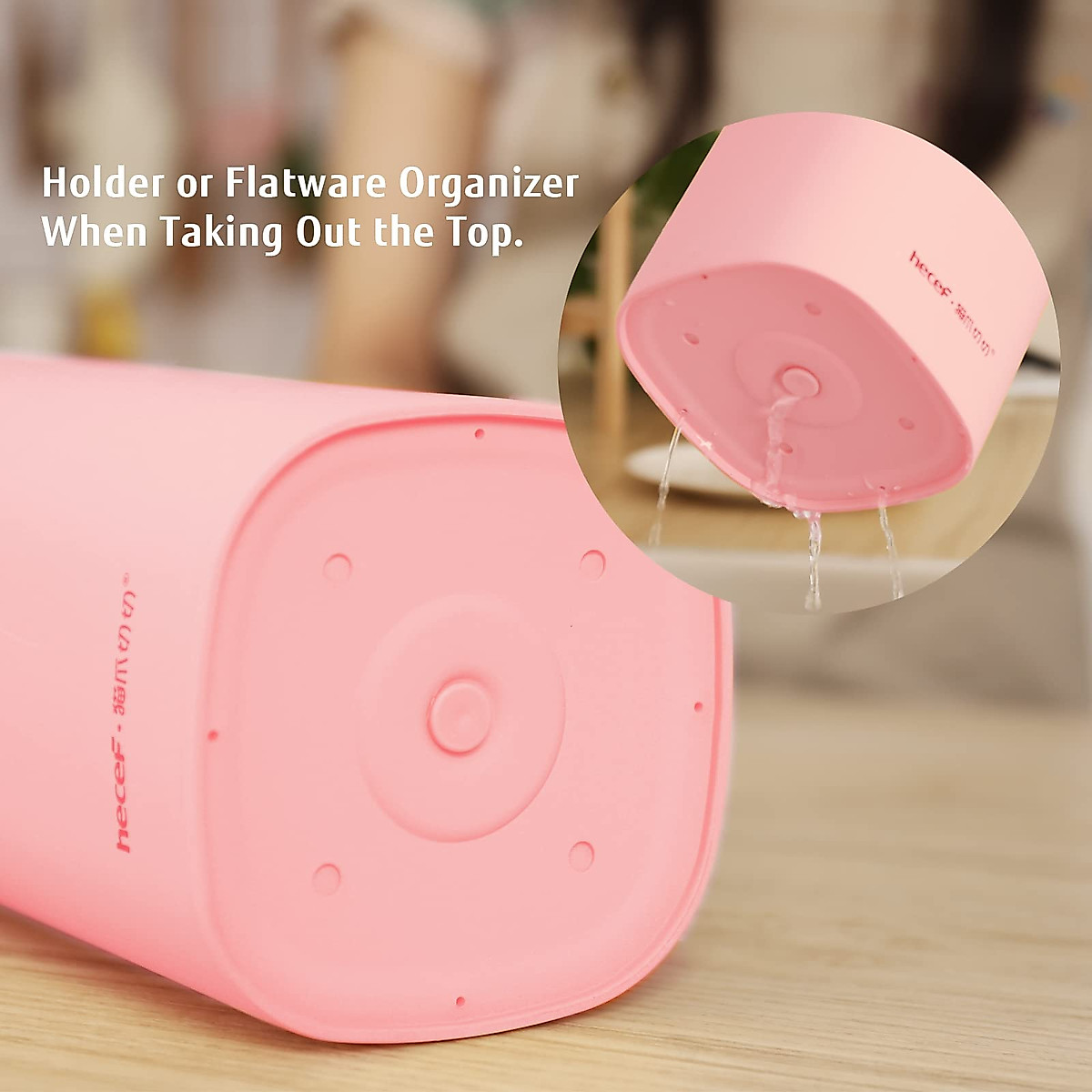 hecef Cute Kitchen Knife Set,5-piece Non-Stcik Knives Set with Detachable Block and Scissors,Sharp Kitchen Knives for Chopping, Slicing, Dicing and Cutting, Gift Housewarming Birthday (Pink)