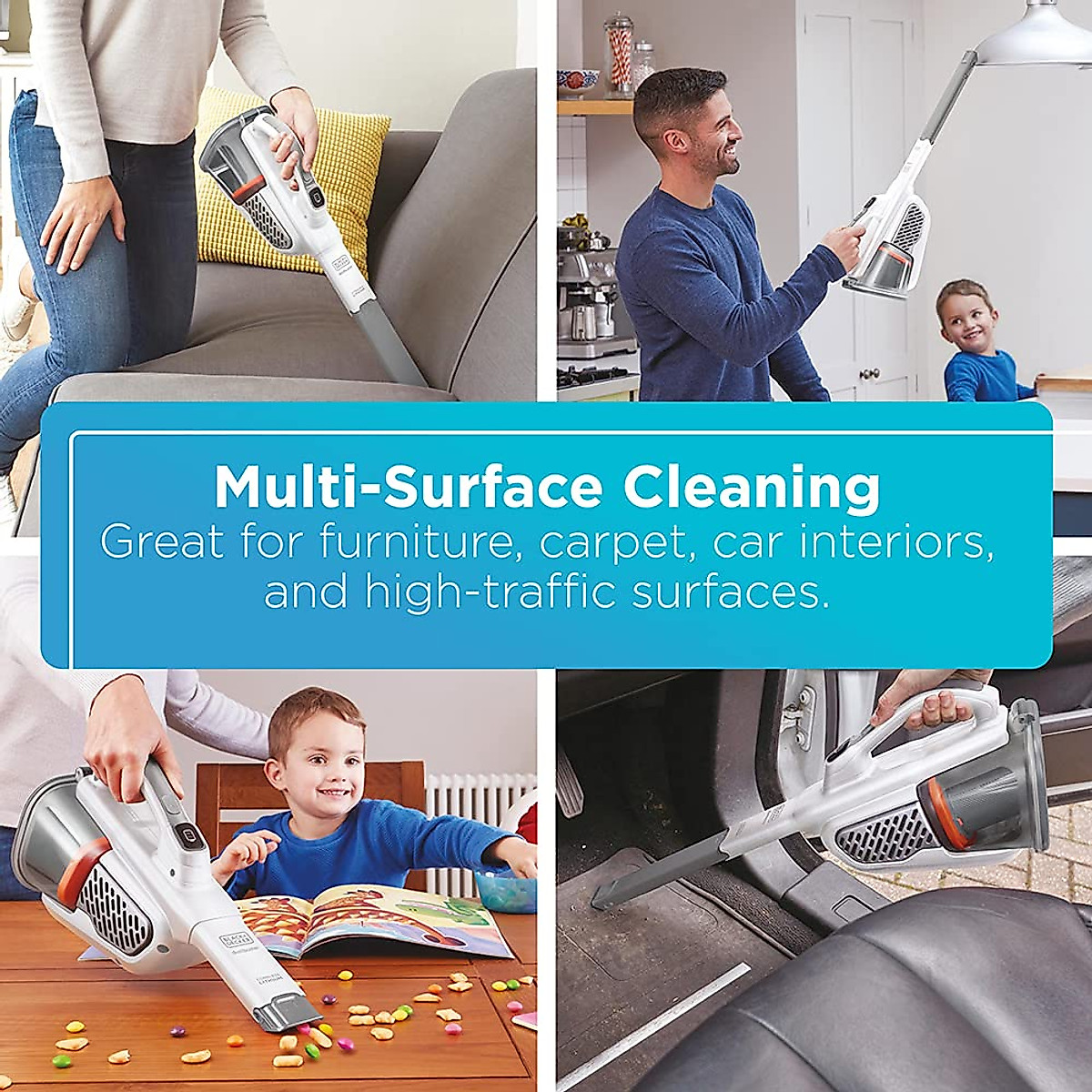 BLACK+DECKER Dustbuster Handheld Vacuum, Cordless, AdvancedClean+, White (HHVK320J10)