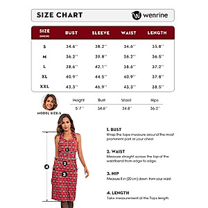 Wenrine Womens Plaid Dress Christmas Xmas Backless Halter Dresses Bodycon Belt Tie Cocktail Party Midi Dress Red
