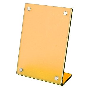 Slanted Back Photo Frame, Self Standing Photo Frame Durable Wide Application for Business Cards for Livingroom (Orange)
