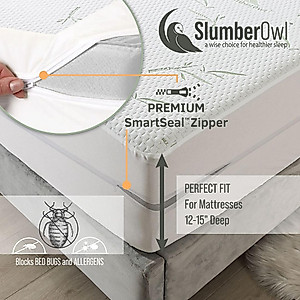 SlumberOwl Viscose derived from Bamboo Zippered Mattress Encasement – Waterproof, Cooling & Soft (King) 12-15" Deep