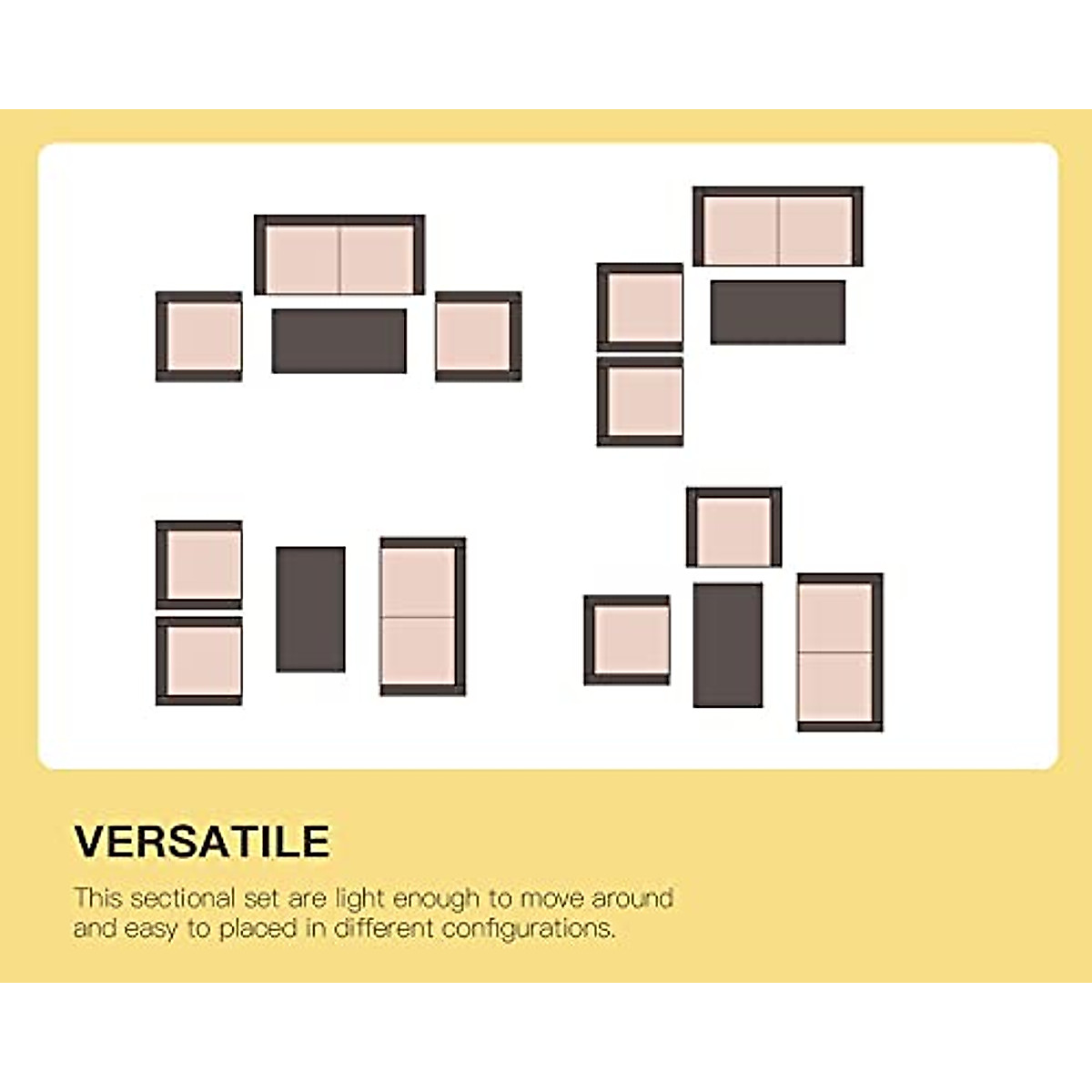 FDW 4 Pieces Rattan Wicker Conversation Set Lawn Chairs Porch Poolside Balcony Garden Outdoor Furniture,Brown