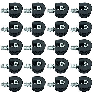 20 Pieces Thread Cam Lock Shelf Support Pin Cam Lock Cabinet Shelf Support Holder Bracket Studs Pins for Furniture Kitchen Cabinet, Black