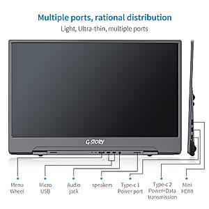 G-STORY 4K Portable Monitor,15.6 Inch UHD 4K Portable Gaming Monitor, IPS Eye Care Second Screen with FreeSync, Mini HDMI HDR, USB C Portable Monitor for Laptop PS5 PS4 NS Phone, Bracket Integrated