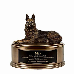 Perfect Memorials Custom Engraved German Shepherd Figurine Cremation Urn
