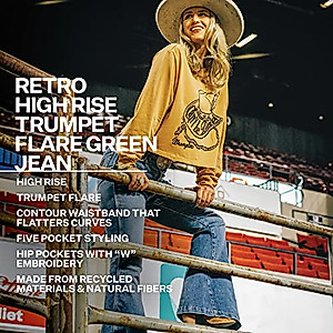 Wrangler Women's Retro High Rise Trumpet Flare, Paige, 32W x 34L