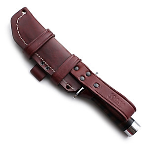 GCS Handmade Stacked Leather Handle D2 Tool Steel Tactical Hunting Knife with leather sheath Full tang blade designed for Hunting & EDC GCS 501