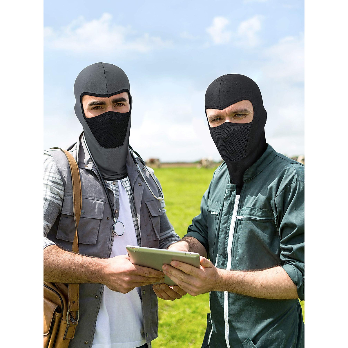 6 Pieces Summer Balaclava Face Mask Breathable Sun Dust Protection Mask Long Neck Cover for Outdoor Activities (Grey, Purple, Black, Navy Blue)