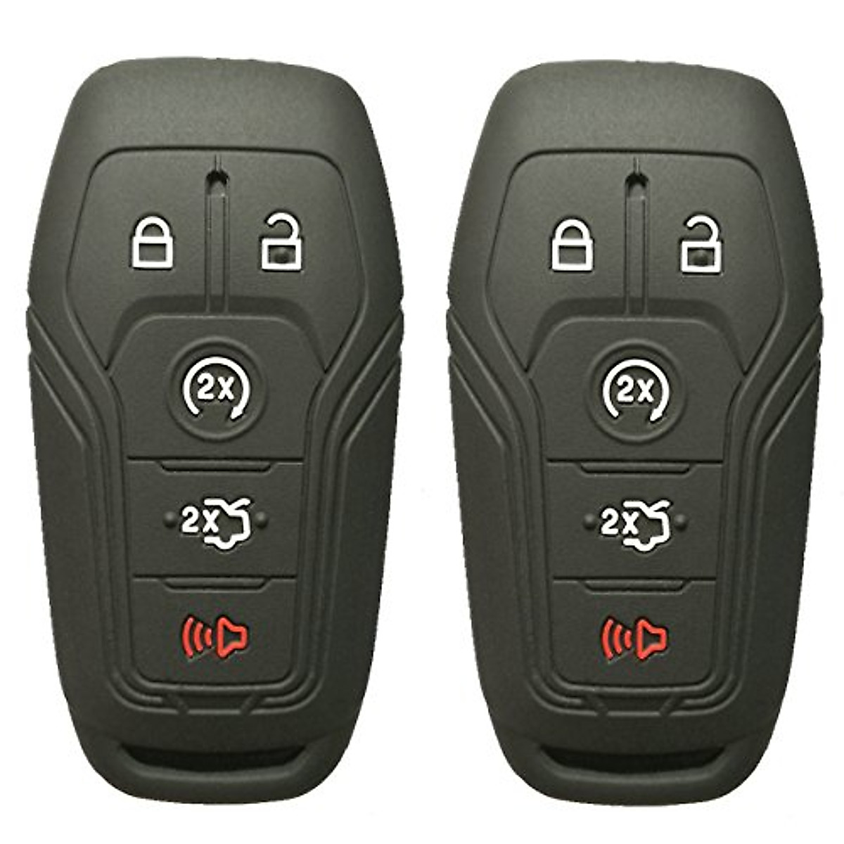 Alegender Qty(2) Silicone Smart Key Fob Cover Case Protector Jacket Accessories for 2016 2017 Ford Fusion Mustang F150 Lincoln MKZ MKC MKX Keyless Entry Smart Remote 5 Buttons