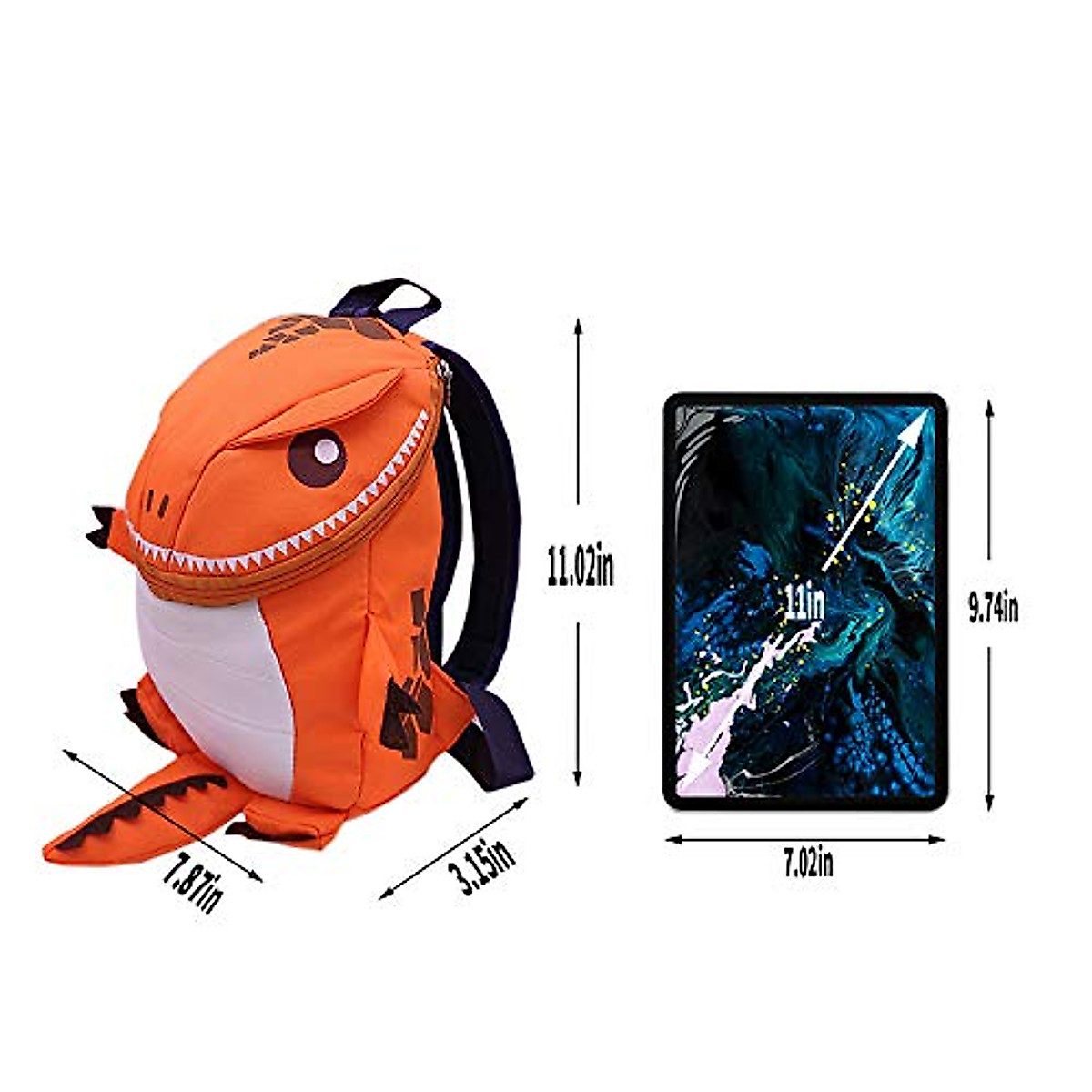 HANZE Dinosaur Backpack Toddler Kids Child Cute Fashion Waterproof 3D Cartoon Bag for Boys and Girls Toddlers, Orange