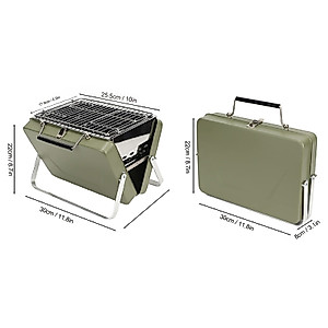 Folding Barbecue Grill, Portable Charcoal BBQ Grill Mini Wavy Grid for Backyard Picnic(Green) Camping Sports