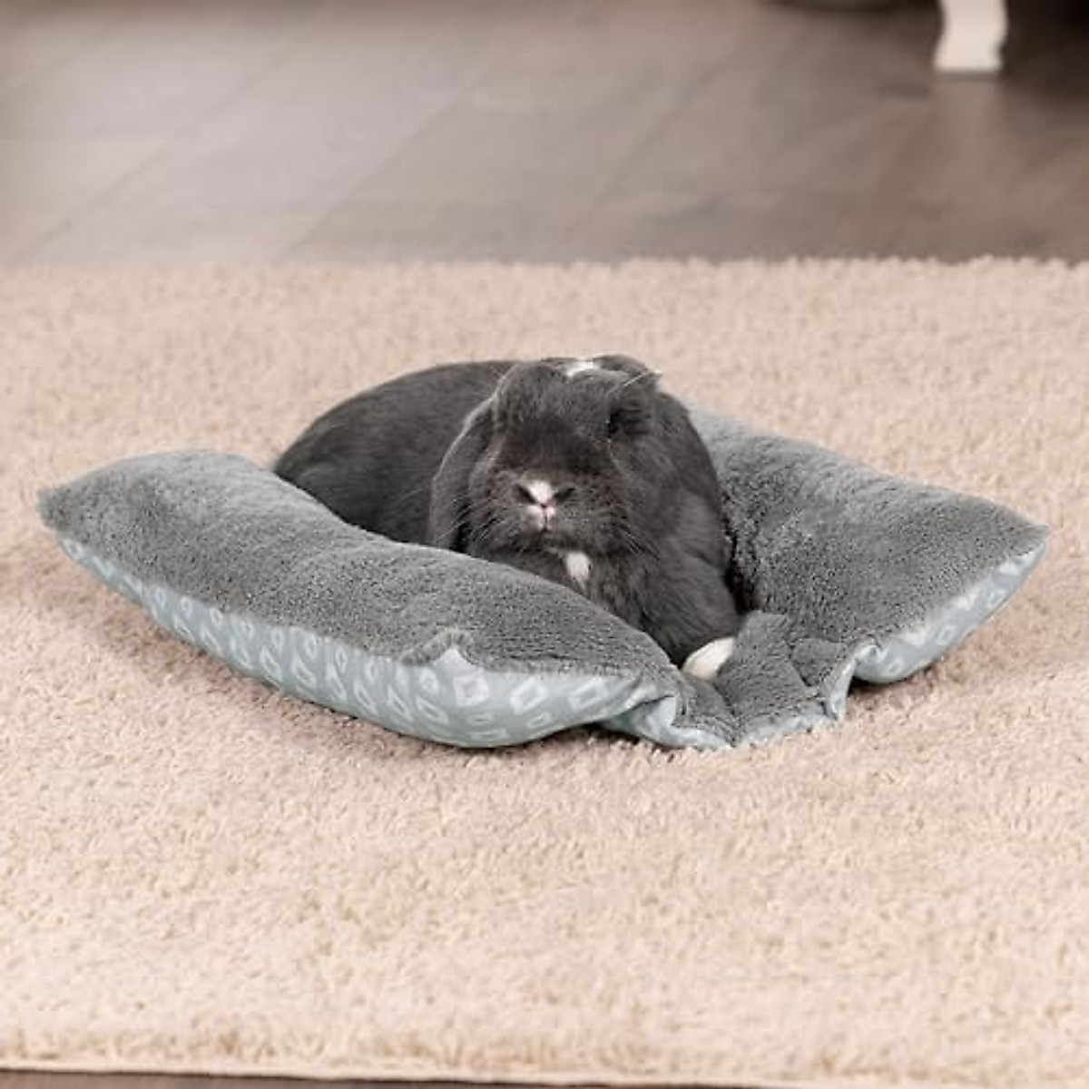 Furhaven Cat Bed for Indoor Cats, Washable w/ Removable Bolsters, For Pets Up to 9 lbs - Plush & Diamond Print Cuddle Loaf Mat - Gray, Small