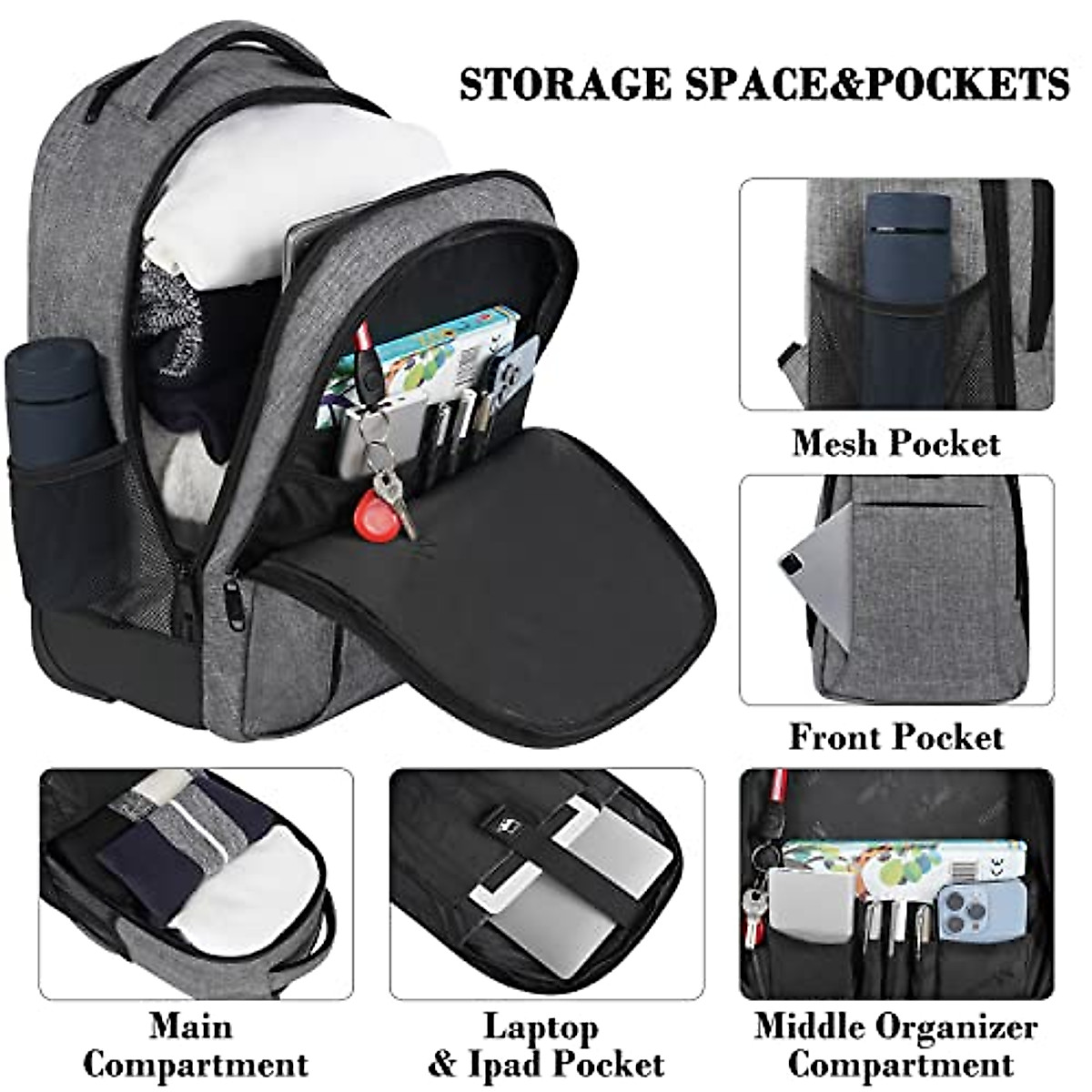 Rolling Backpack, Water Resistant MATEIN Travel Laptop Backpacks with Wheels, Large Roller College Bookbag School Computer Bag, Toiletry Bag for Men (2 Packs), Waterproof Dopp Kit Bathroom Shaving Bag