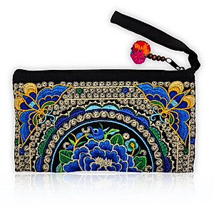 Sabai Jai - Smartphone Wristlet Bag - Handmade Embroidered Boho Clutch Wallets Purses