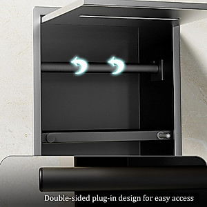 HJLKDYM Toilet Paper Dispenser with Recessed Wall Niche, No Tiles Required for Storage,Stainless Steel Toilet Paper Holder with Shelf,Multicolor(Black frame+black)