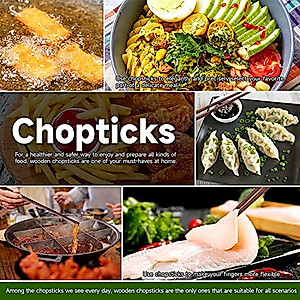 Gixaxak 10 Pairs Hardwood Chopsticks Reusable Hand Carved Chopsticks Natural Wood Chop Sticks High Quality Reusable Chopsticks Chinese Chopsticks Suitable for Kitchen and Dining Room (Style 2)