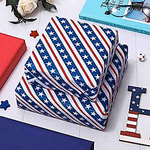 Whaline Patriotic Tissue Paper Patriotic Star Stripe Pattern Tissue Paper Red Blue Wrapping Paper 4th of July Art Tissue Art Tissue for Independence Day Gift Packing Party Decorations, 14x20 Inch