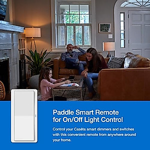 Lutron Paddle Pico Remote for Caseta Smart Dimmers/Switches, On/Off Control, for Table Top or Wallmount Use, PJ2-P2B-GWH, White