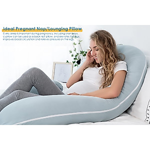 INSEN Pregnancy Pillow,Maternity Body Pillow with Velvet Cover,C Shaped Body Pillow for Sleeping (Green Jersey)