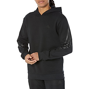 adidas Men's Future Icon 3-Stripes Hoodie, Black/Black, Large