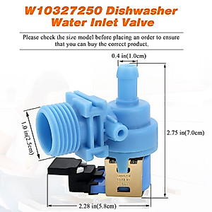 𝙐𝙥𝙜𝙧𝙖𝙙𝙚𝙙 W10327250 W11175771 W10327249 Dishwasher Water Inlet Valve by Blutoget- Fit for Whirlpool KitchenAid Kenmore 665 662 series Dishwasher-W10316814 PS11752927 W10195047-20-Year Warranty