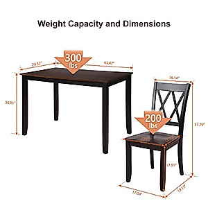Harper & Bright Designs 5 Piece Dining Table Set, Dining Sets for 4 Person, Home Kitchen Table and Chairs Set (Cherry+Black, 5 Piece)