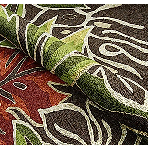 Couristan Areca Palms Runner rug, 2'6" x 8'6", Brown/Forest Green
