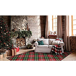 Brumlow MILLS Christmas Plaid Washable Festive Print Holiday Area Rug for Living or Dining Room, Bedroom Carpet and Kitchen Rug, 5'x8', Multicolor