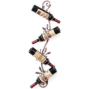 Sywlwxkq Wine Rack Wine Rack/Holder/Shelves/Storage 4 Bottle,Wine Bottle Rack,Metal Wine Storage Display Rack Holder Up Decorated (Color : Bronze, Size : 22x11x93cm)