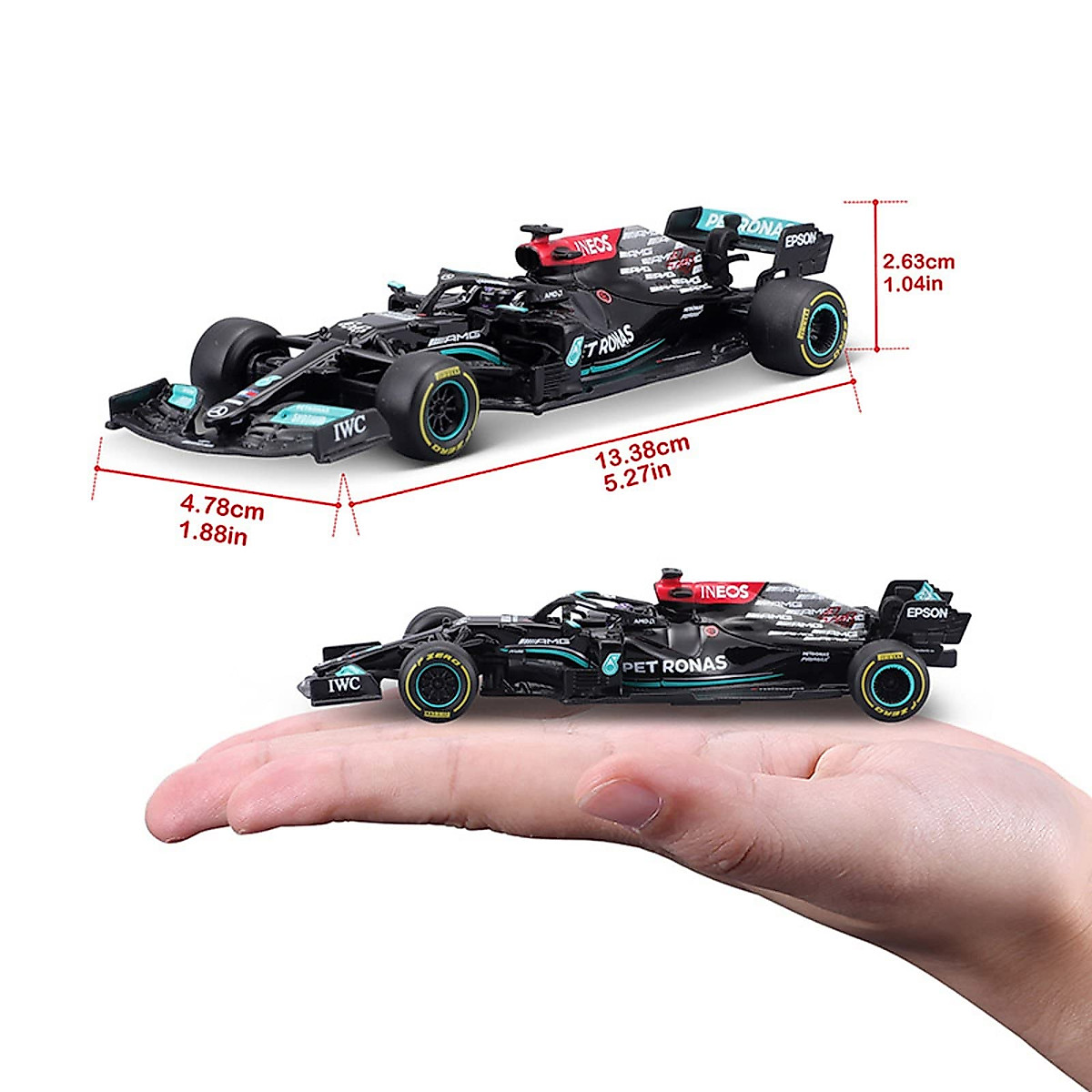 HTLNUZD 1:43 Bburago 2021 F1W12#44 Racing Car 1/43 Static Simulation Diecast Alloy F1 Formula Car Alloy Luxury Collectible Model