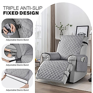 TAOCOCO Non-Slip Recliner Chair Cover Sofa Slipcover, Pet Cover for Large Recliner with Elastic Straps, Washable Chair Seat Cover Recliner Chair Furniture Protector (28'' Oversized, Light Gray)