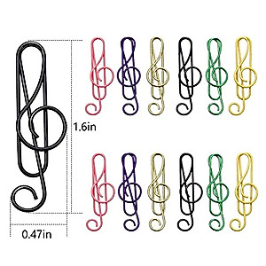 Music Multicoloured Metal Paper Clips 6 Colors, Musical Notes Style Fun Paper Clips Cute, Rainbow Music Paper Clips for Party Invitation Card Desk Bookmark Office School Notebook (50Pcs)