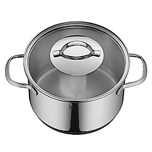 WMF Pot Ø 20 cm Approx. 2.5L Provence Plus Pouring Rim Glass Lid Cromargan Stainless Steel Polished Suitable for Induction Hobs Dishwasher-Safe