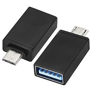 AAOTOKK OTG Micro to USB Adapter, Aluminum Alloy Micro USB Male to USB 2.0 A Female OTG (On The Go) Adapter for Android Smartphone Tablets More USB and Micro Devices (2 Pack-Black)