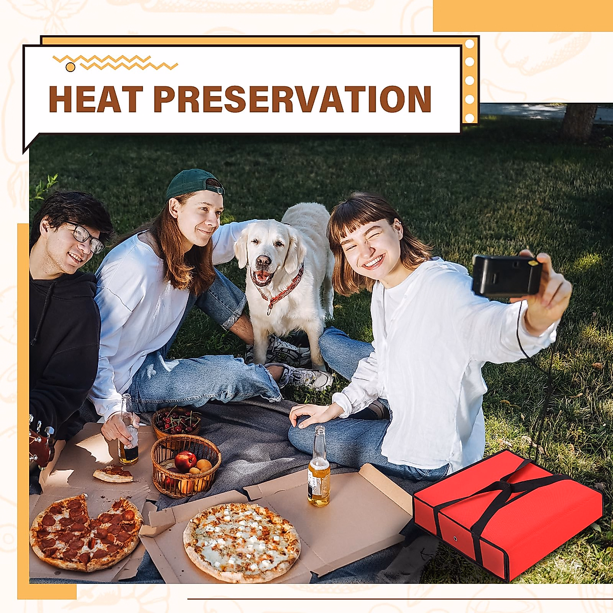 Mifoci 2 Pcs 20 x 20 x 6 Insulated Pizza Delivery Bag Pizza Warmer Bags Pizza Carrier Insulated Bags Hold 2-16" or 18" Pizza Boxes, for Catering Food Delivery, Restaurants, Cookouts (Red)