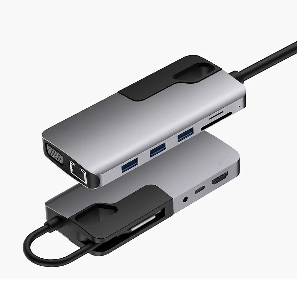 SXYLTNX USB C HUB TypeC to USB 3.0 HUB HDMI-compatibe VGA Adapter 3 Dock 3.5mm Audio RJ45 Adapter