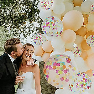 24 Pieces Rainbow Multicolor Confetti Balloons | PREFILLED 12 Inch Latex Party Balloons with Bright Rainbow Confetti | Party Decorations, Wedding & Engagement, Bridal, Proposal (Colorful)