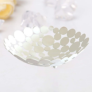 TOPBATHY Metal Countertop Fruit Basket Bowl Large Round Creative Decorative Table Centerpiece Holder Stand for Fruit Vegetable Bread Candy Nut (White)