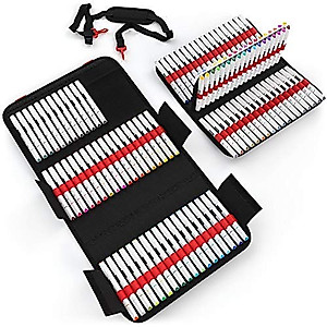 ARTEZA Art Alcohol Markers, Set of 120 Colors, EverBlend Dual Tip Markers with 144-Slot Organizer, Fine and Broad Chisel Nib, for Coloring and Drawing