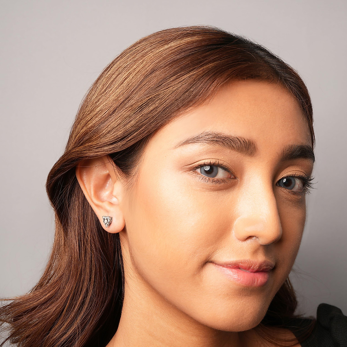 NATALIA DRAKE 1/4 Cttw Diamond Stud Earrings for Women in Rhodium Plated 925 Sterling Silver Heart Shaped Studs Color I-J/Clarity I2-I3