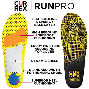 CURREX RunPro Insoles for Running Shoes – Arch Support Inserts to Help Reduce Fatigue, Prevent Injuries & Boost Performance – for Men & Women – Low Arch, Medium
