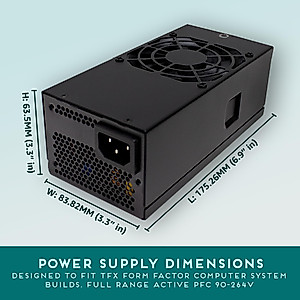 Apevia TFX-AP300W Standard Flex ATX 300W Power Supply - 115-230V AC, 1 x 20/24Pin Main Power, 1 x 12V(P4), 3 x Pheripheral, 3 x SATA, 1 x Floppy
