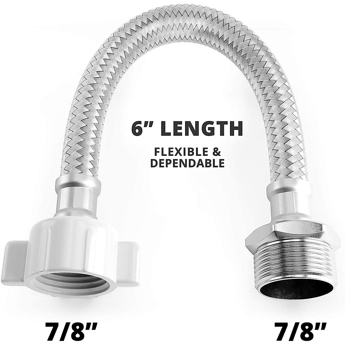 NEW 6 inches Stainless Steel 7/8 male 7/8 female Extension hose toilet seat with hard access Handheld Spray BRAIDED Easy to tight