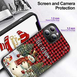 Christmas Red Plaid Snowman Cardinal Let It Snow Xmas Phone Case Compatible with iPhone 15 14 13 12 11 Pro Max|Samsung Galaxy S23 S22 S21 S20 FE|A14 A54 A53 A03S A13|Note 20 10|Z Flip 3/4