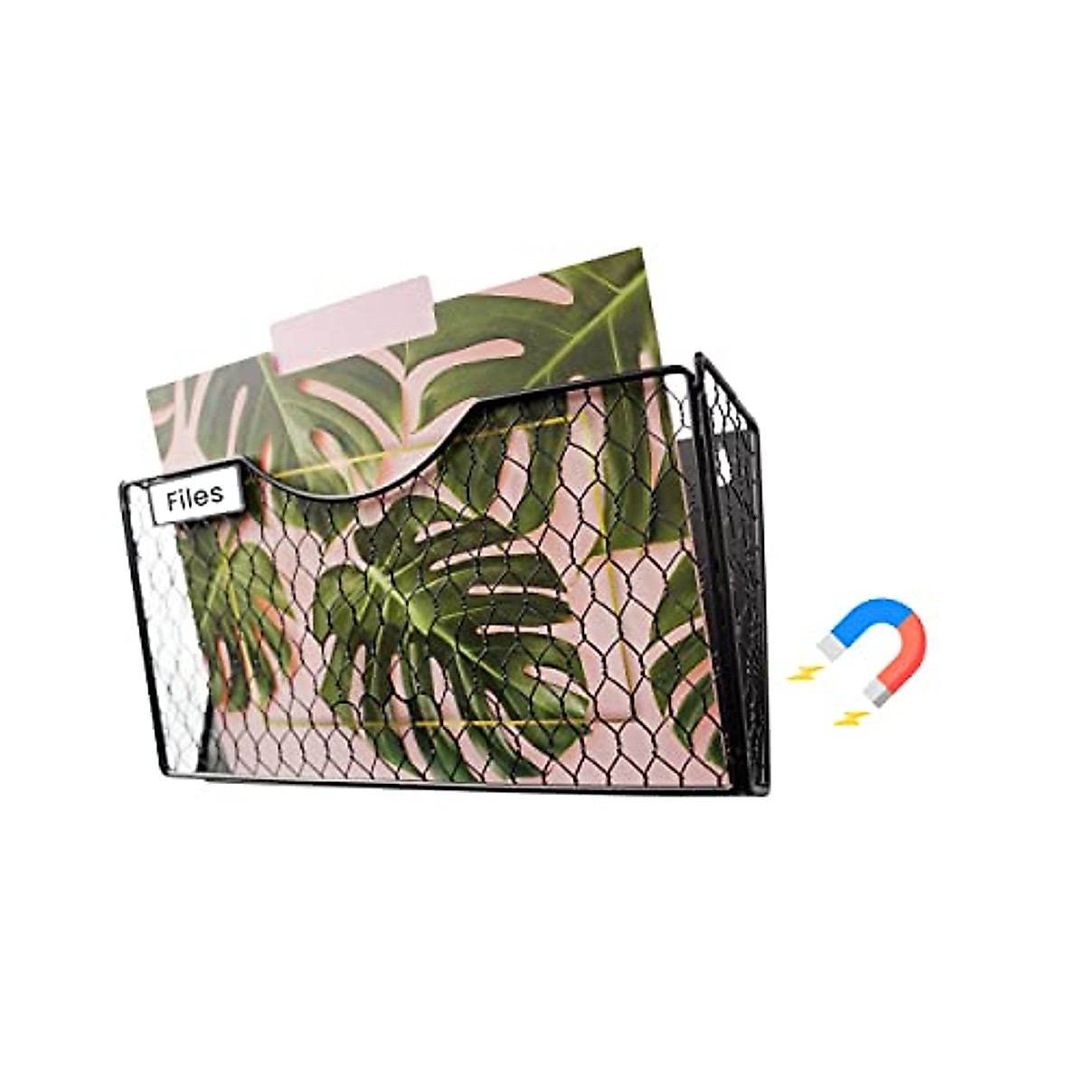 Rejuvet Super Strong 1-tier Magnetic file holder for file cabinets-13.9inch(35.5cm) black magnetic paper holder that holds up to 8.8 Lbs (4kgs). It is a magnetic organizer as well as a magnetic folder holder