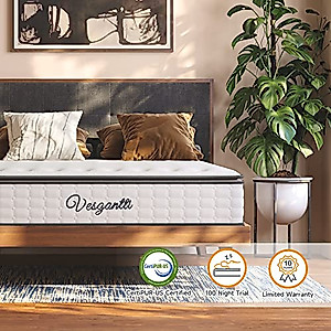 Vesgantti King Size Mattress, 12 Inch Hybrid King Mattress in a Box, Pillow Top King Bed Mattress, Cool Gel Memory Foam and Pocket Coils, Pressure Relief, Medium Firm Plush Feel, Fiberglass Free