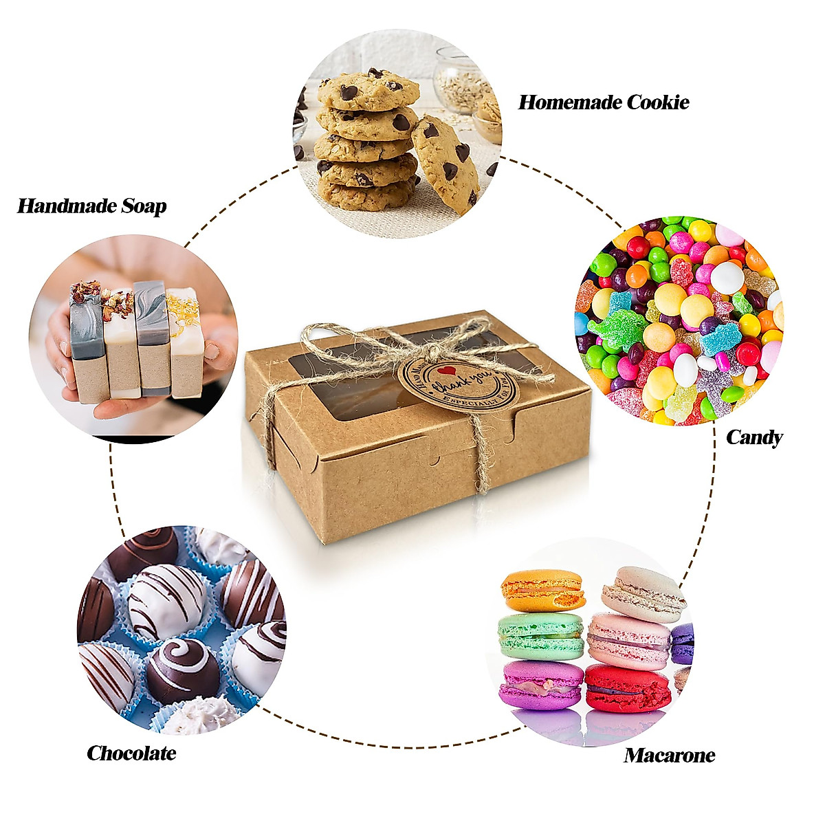 MUMULULU 25Pcs Soap Boxes for Homemade Soap with Window Small Kraft Soap Packaging Boxes for Homemade Soap Bakery Candy Cookies Packaging Supplies