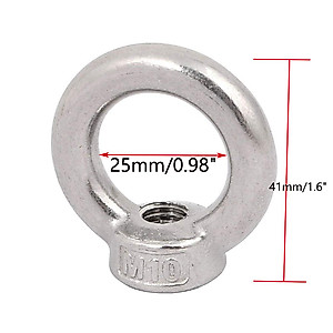 Sydien 3Pcs M10x1.5mm 304 Stainless Steel Female Thread Ring Lifting Eye Nuts